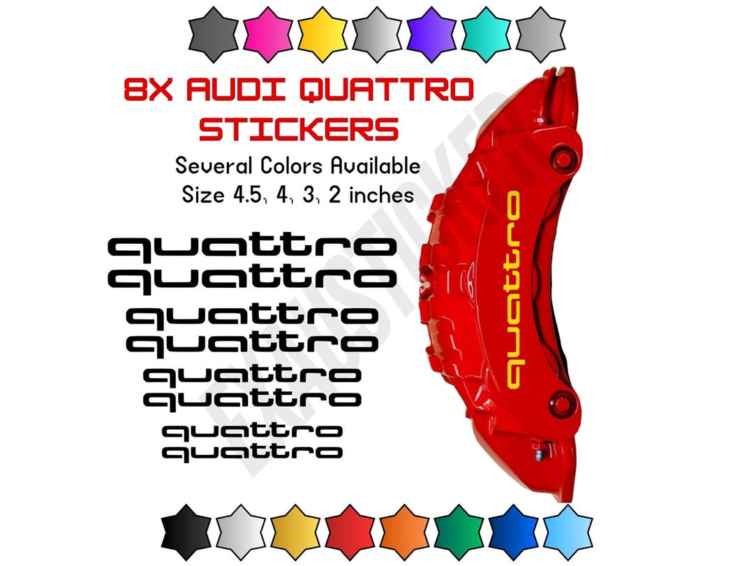 8x Audi Quattro Brake Caliper Stickers, Audi Decals, Brake Caliper ...