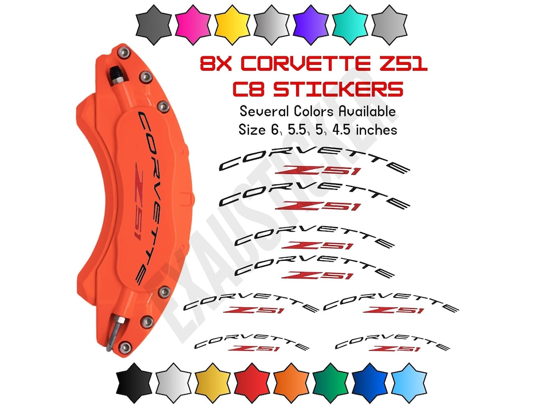 8x Corvette Z51 C8 Brake Caliper Stickers, Z51 Decals, Brake Caliper ...