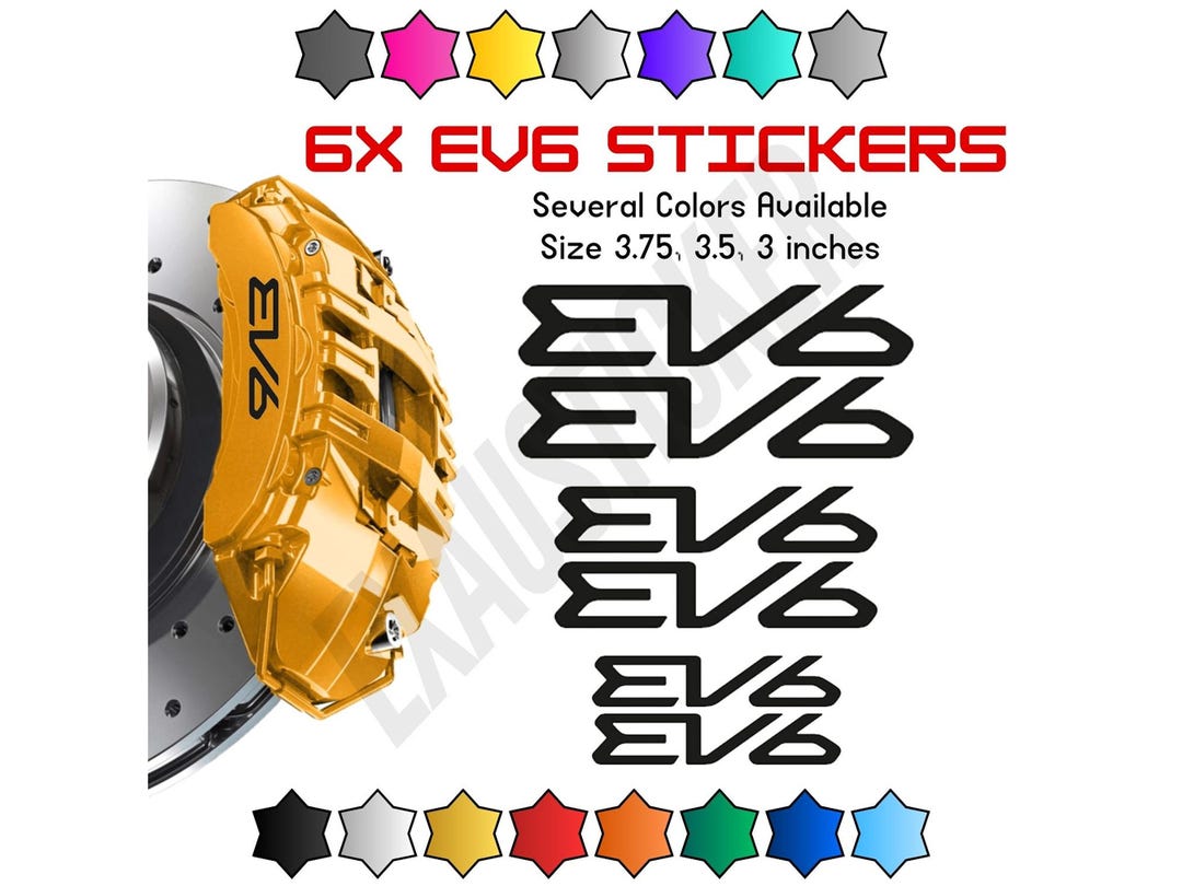 6x EV6 Brake Caliper Stickers, EV6 Decals Stickers, Brake Caliper ...