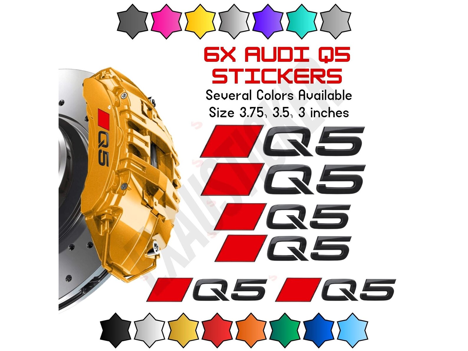 6x Audi Q5 Brake Caliper Stickers, Audi Decals, Brake Caliper Decals ...