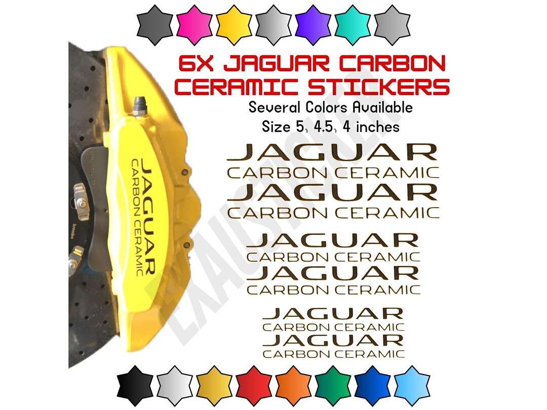 6x Jaguar Carbon Ceramic Brake Caliper Stickers, Jaguar Decals Stickers ...