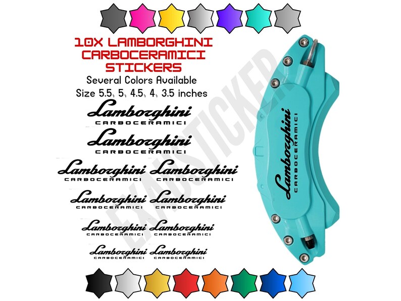 10x Lamborghini Carboceramici Brake Caliper Stickers, Lamborghini ...