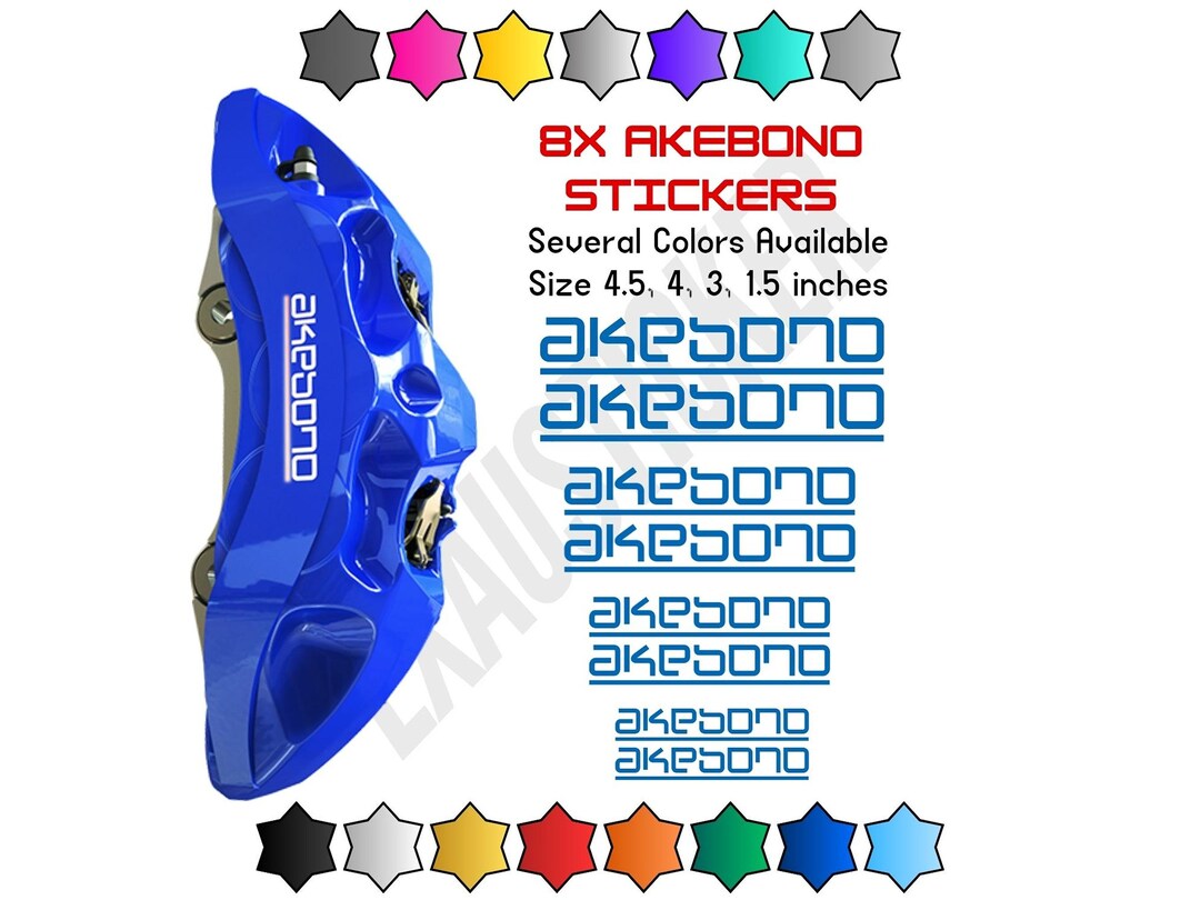 8x Akebono Brake Caliper Stickers, Akebono Decals, Brake Caliper Decals ...