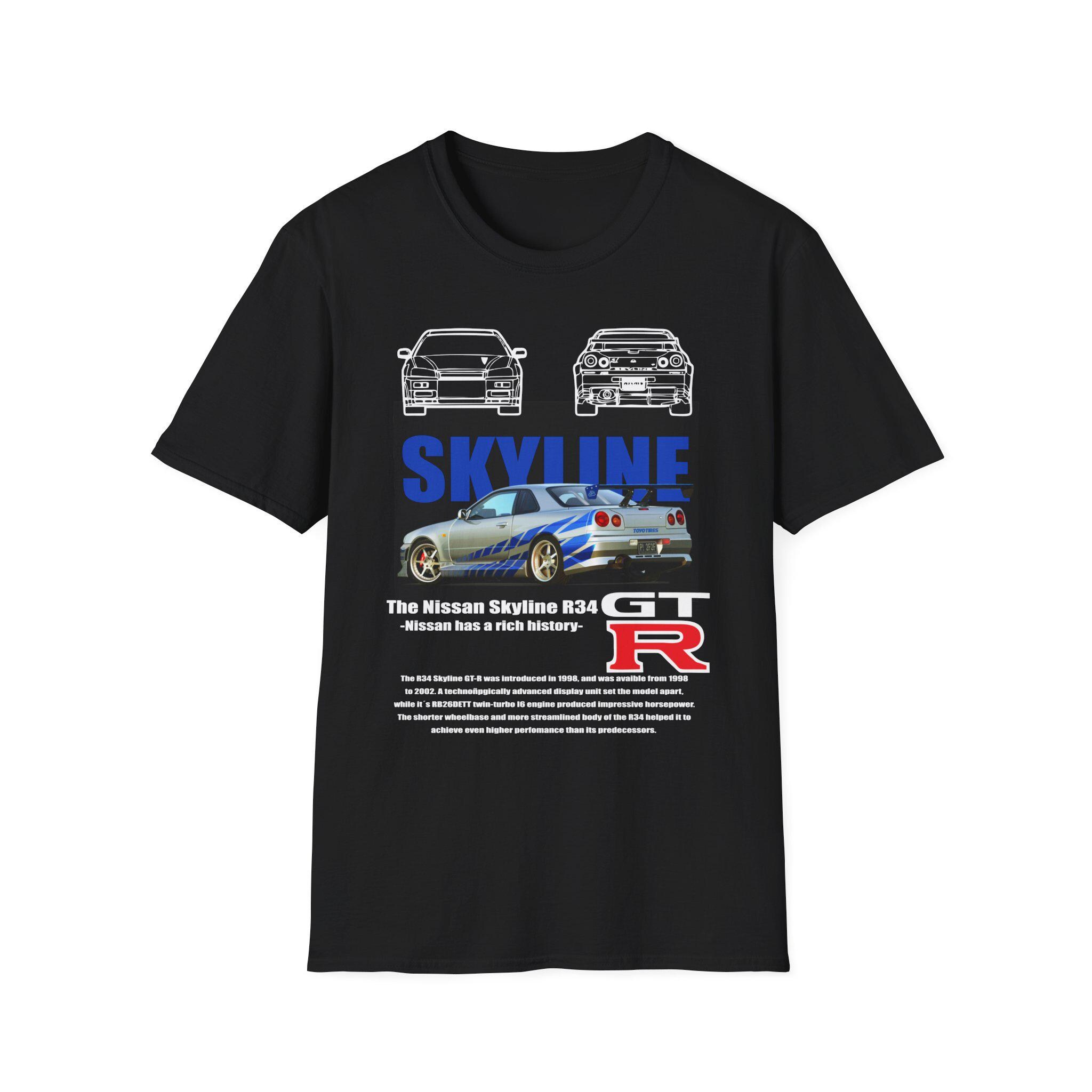 Nissan Skyline GTR R34 T-shirt, JDM Car Lover Gift, Automotive Tee ...