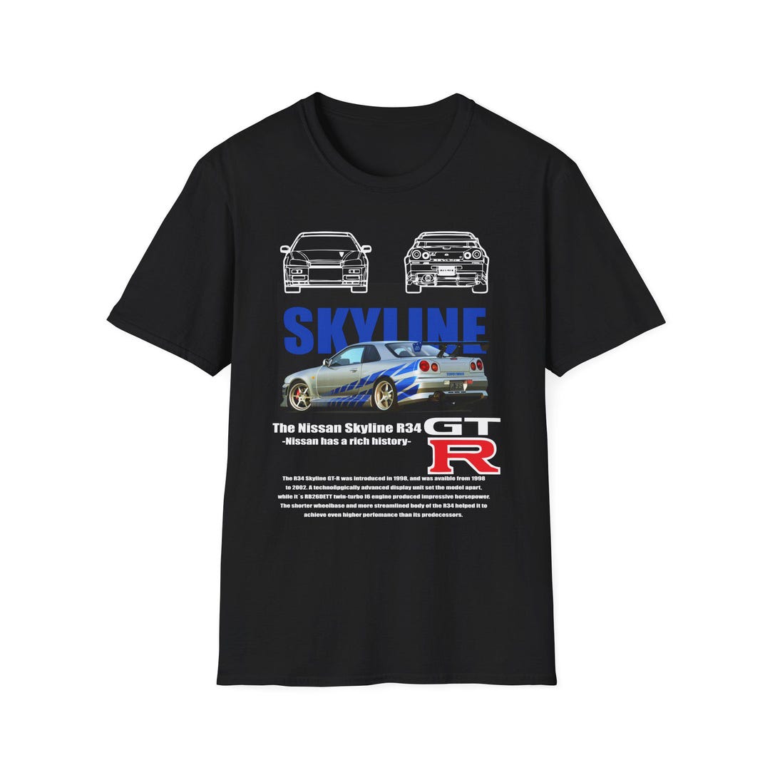 Nissan Skyline GTR R34 T-shirt, JDM Car Lover Gift, Automotive Tee ...