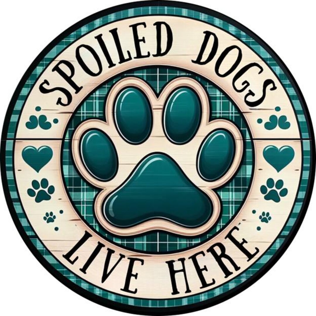 Dog Paw Print Wreath Sign, Dog Wreath Attachment, Round Metal Sign, Dog ...
