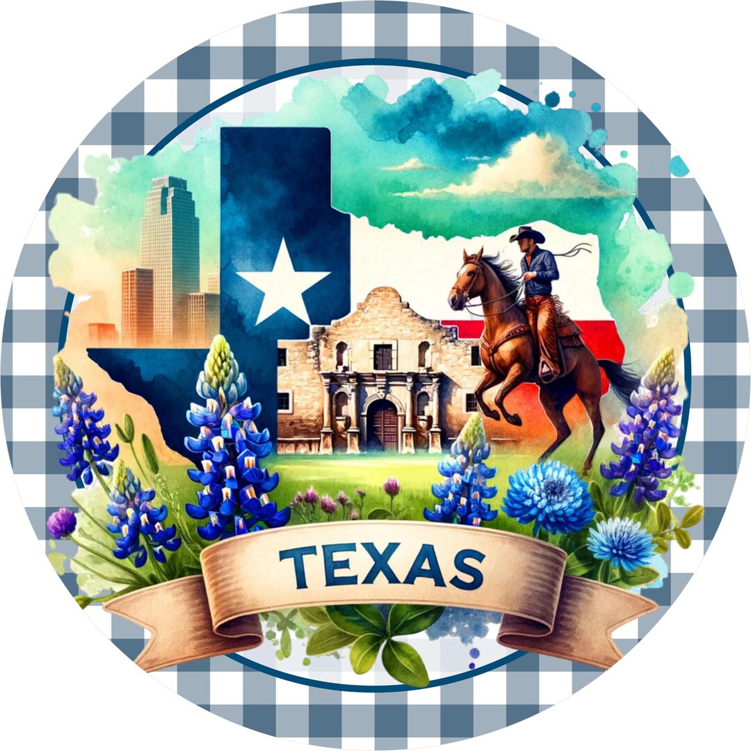 Texas Bluebonnets Wreath Sign, Wreath Attachment, Round Sign, Everyday ...