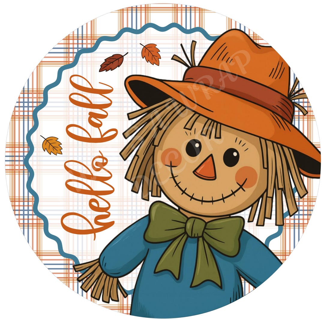 Hello Fall Scarecrow Wreath Sign, Fall Sign, Wreath Attachment ...