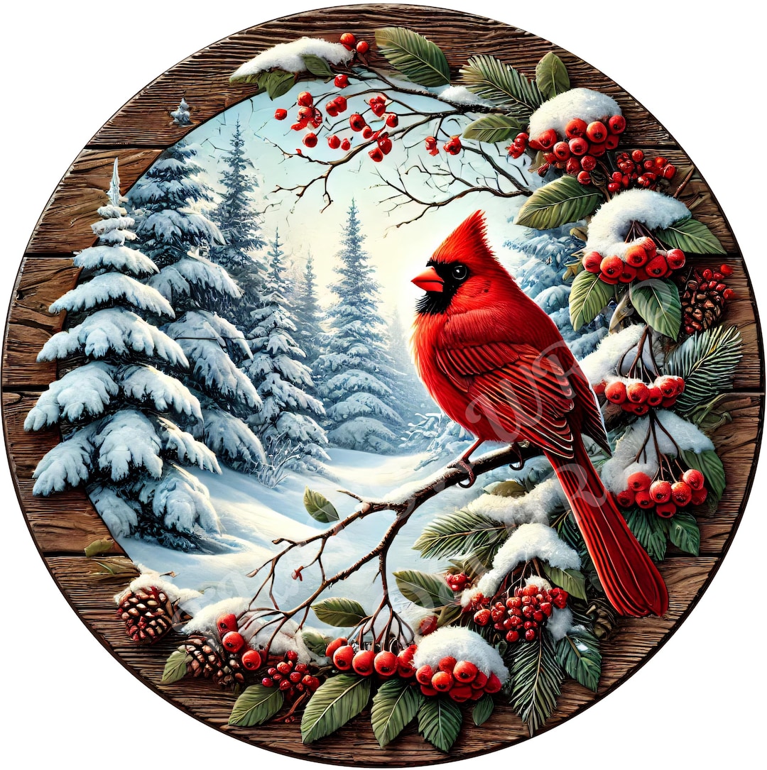 Cardinal Wreath Sign, Winter Sign, Cardinal Sign, Christmas Sign ...