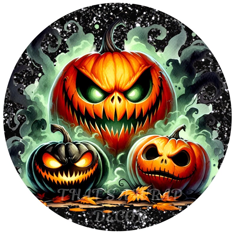Halloween Scary Pumpkins Wreath Sign, Halloween Sign, Wreath Attachment ...