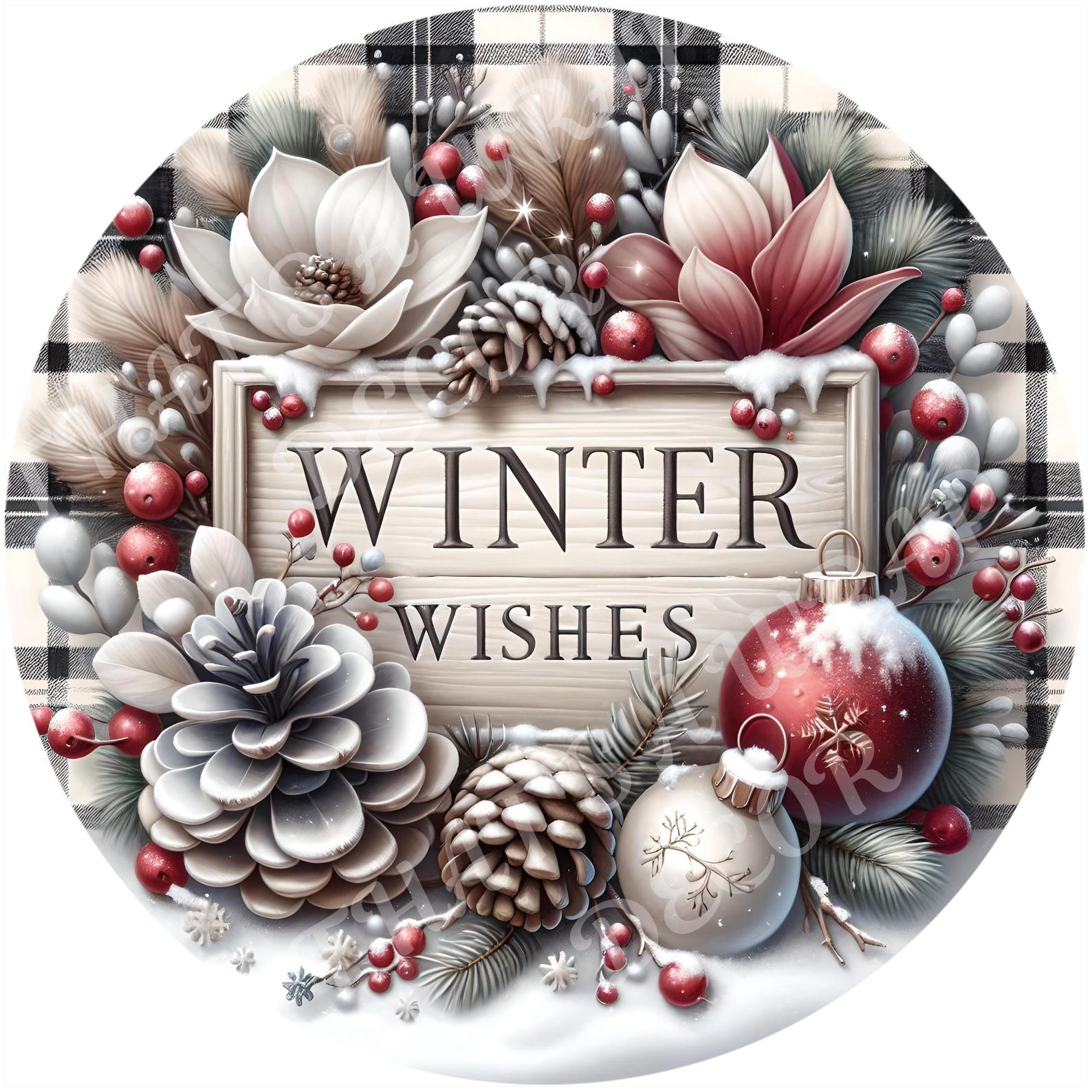 Winter Wreath Sign, Round Sign, Winter Decor, Winter Metal Sign, Winter ...