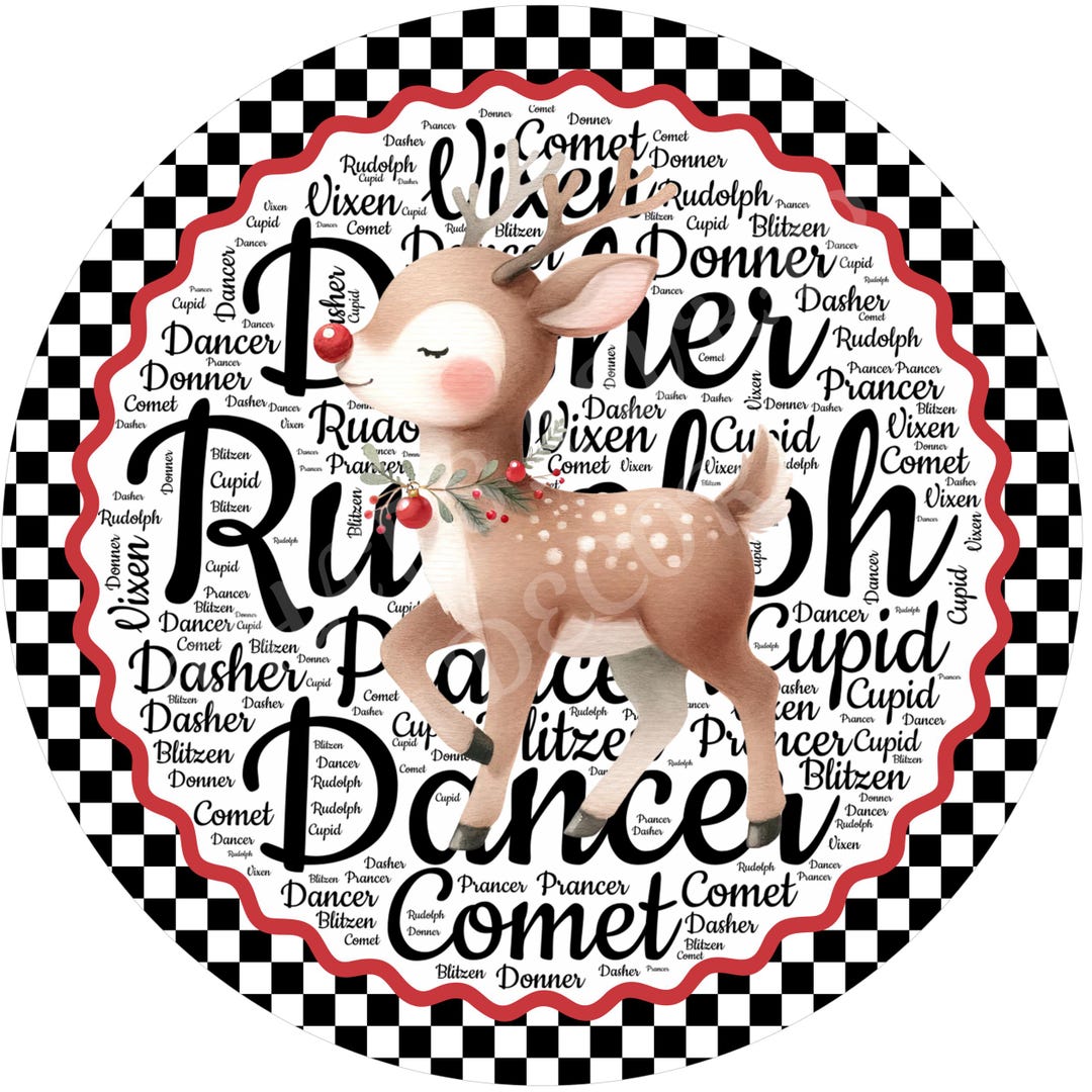 Rudolph Wreath Sign, Winter Sign, Reindeer Sign, Wreath Attachment ...