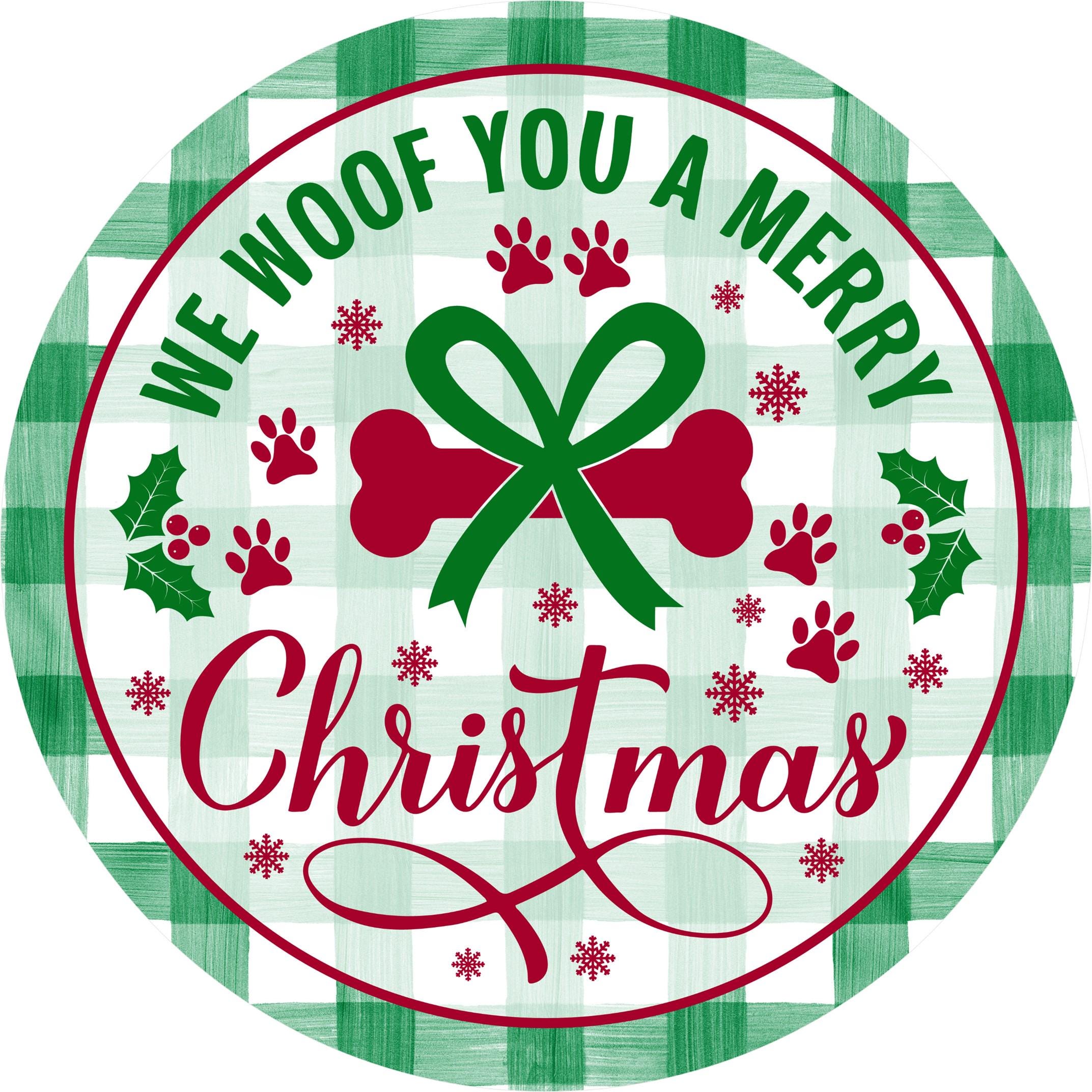 Christmas Dog Wreath Sign, Christmas Sign, Pet Sign, Paw Print Sign ...