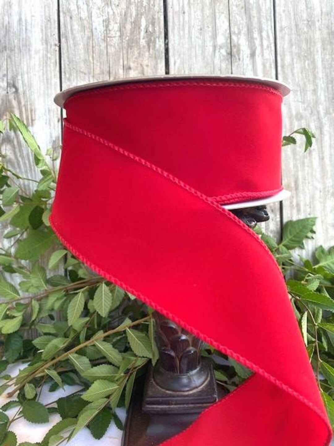 50 Yards, 2.5 of Red Velvet Wired Ribbon, Christmas Ribbon, Gift ...