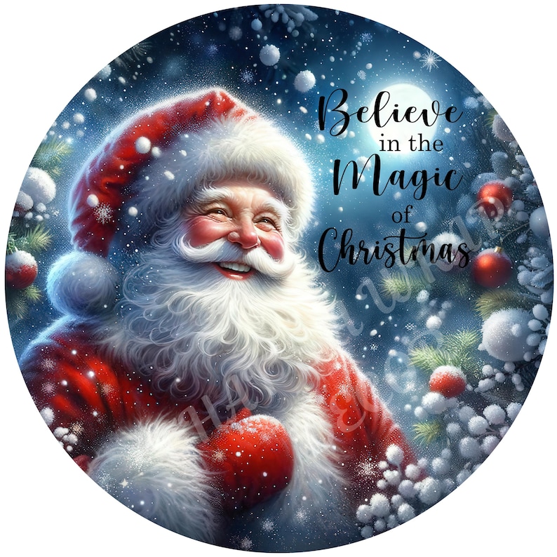Santa Wreath Sign, Holiday Sign, Believe in the Magic of Christmas ...