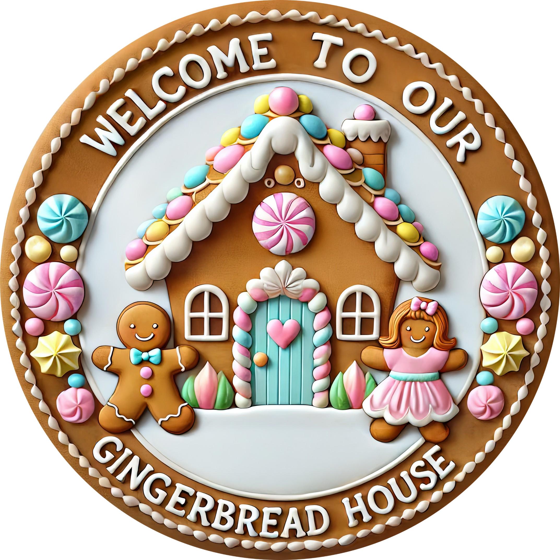 Gingerbread House Wreath Sign, Christmas Sign, Wreath Attachment, Round ...