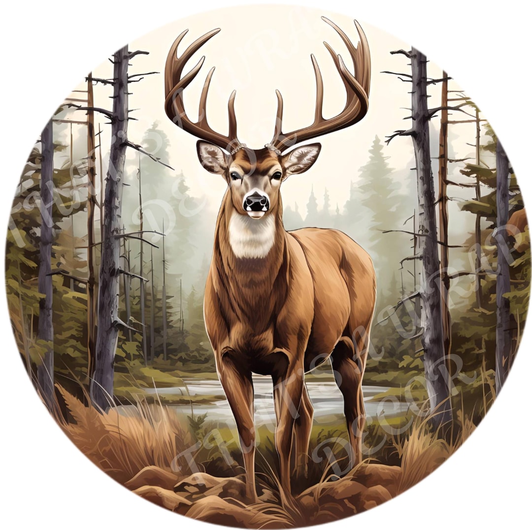 Deer Wreath Sign, Wreath Attachment, Round Metal Sign, Hunting Sign ...
