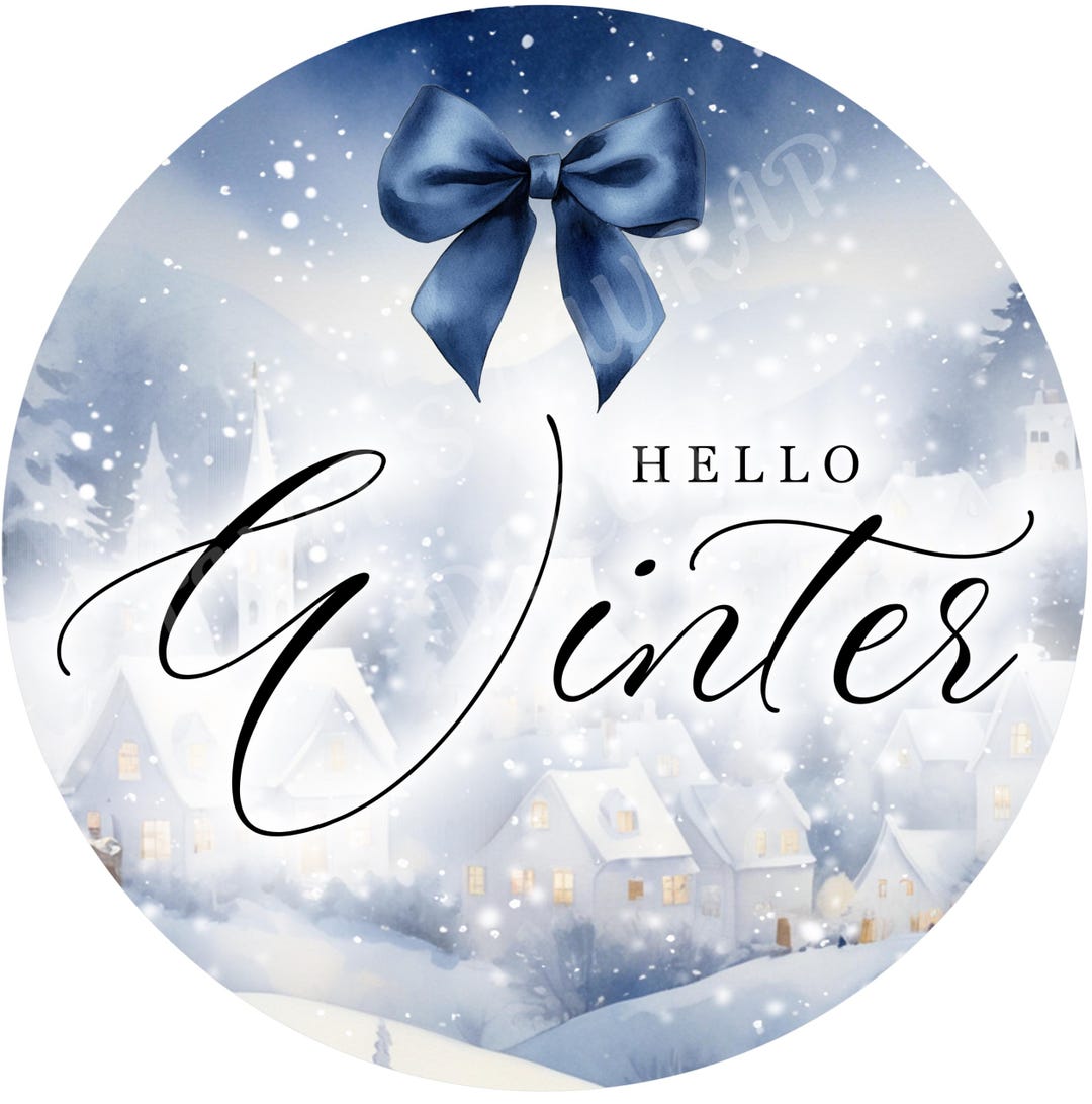 Hello Winter Wreath Sign, Round Sign, Winter Decor, Winter Metal Sign ...
