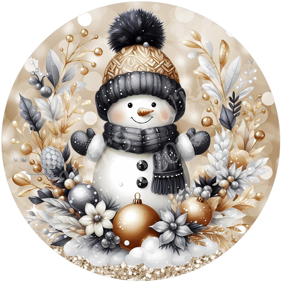 Snowman Wreath Sign, Winter Sign, Round Christmas Sign, Circle Sign ...