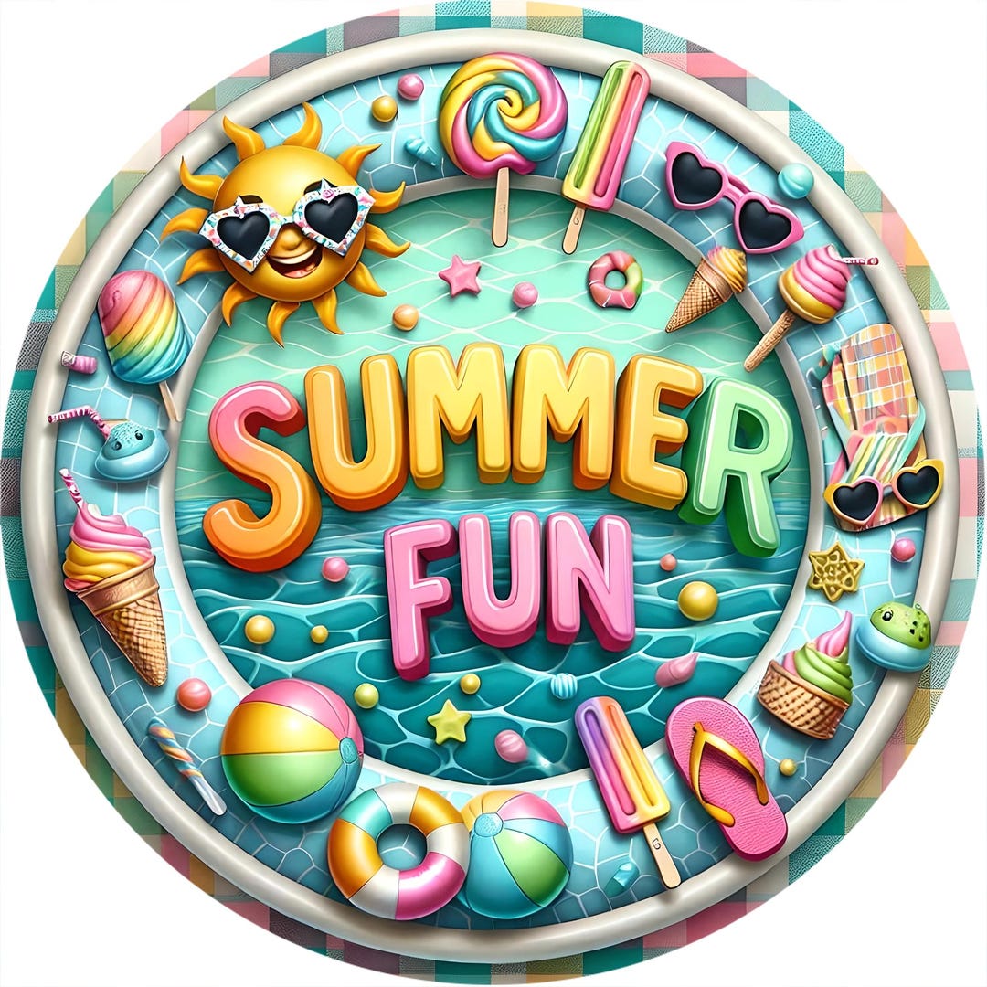 Summer Fun Wreath Sign, Sunshine, Pool, Floaties, Ice Cream Sign ...