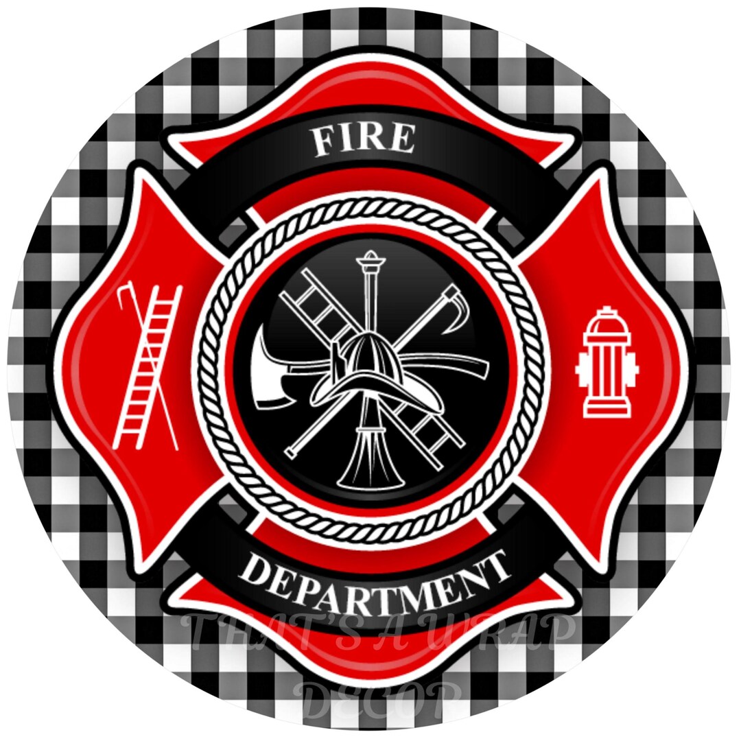 Firefighter Wreath Sign, Round Wreath Sign, Fire Department Sign ...