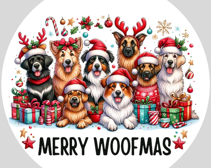 Christmas Dog Lover Wreath | 3D Wooden Puppies Holiday Decor | Festive ...