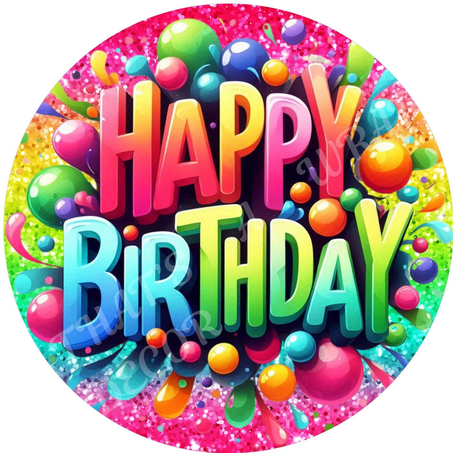 Happy Birthday Wreath Sign, Birthday Sign, Wreath Attachment, Round ...