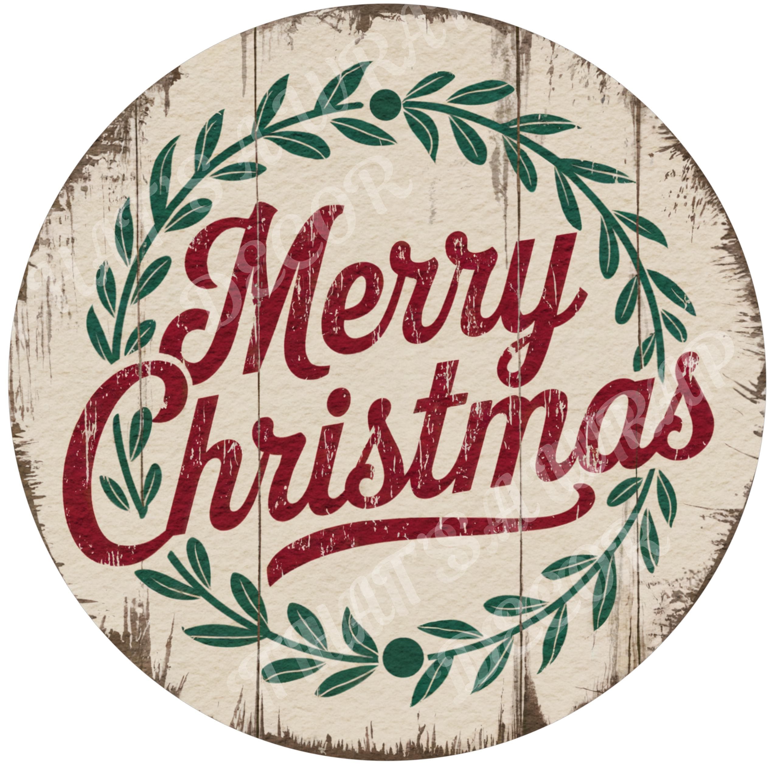 Merry Christmas Wreath Sign, Round Sign, Christmas Decor, Winter Door ...