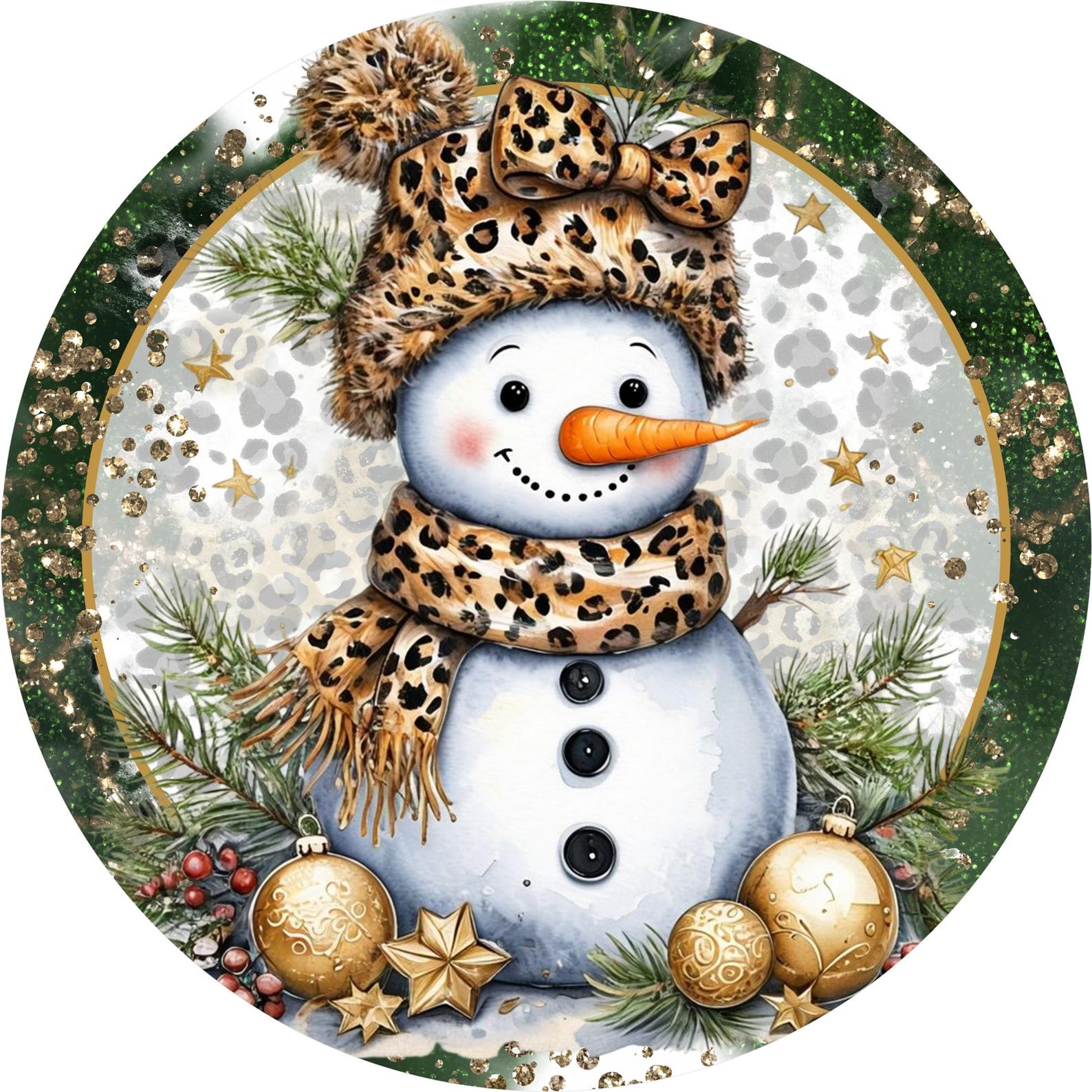 Snowman Wreath Sign, Round Christmas Sign, Circle Aluminum Sign ...