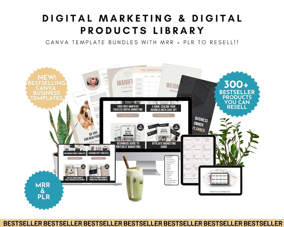 Digital Marketing & Canva Digital Products Library Templates Bundles ...