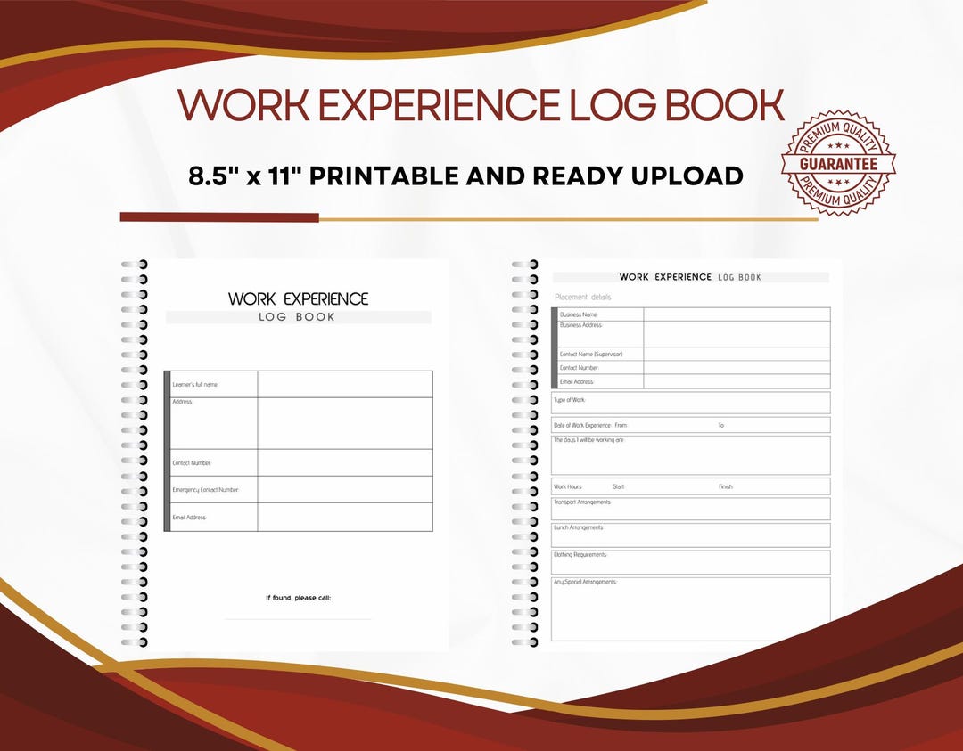 Work Experience Log Book - Etsy