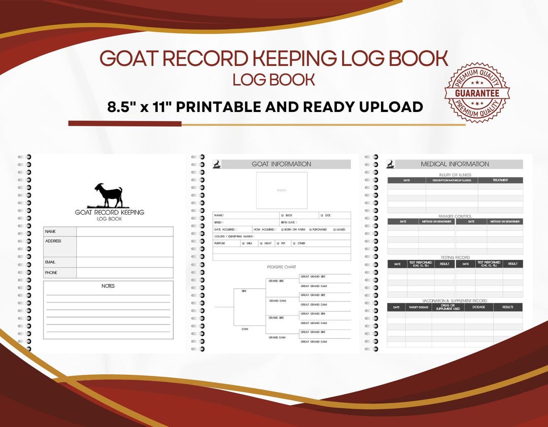 Goat Record Keeping Log Book - Etsy