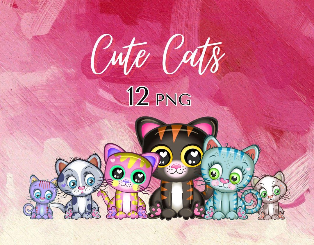 Colorful Cat Clipart – Cute, Fun & Purr-fect for Creative Projects! - Etsy