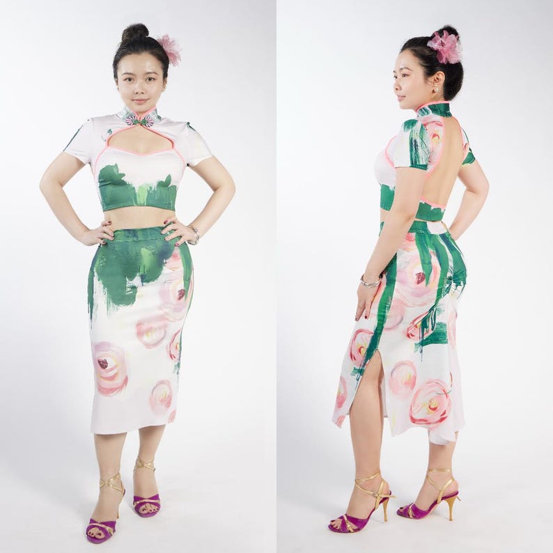 Backless Two-piece Qipao Tango Dress – Modern Elegance With Traditional ...