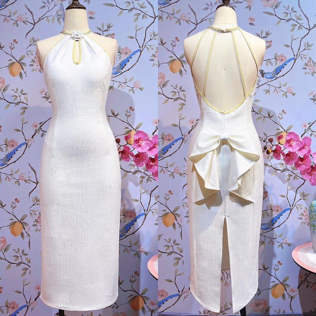 Backless Bodycon Tango Dress With 3D Bow Detail - Etsy