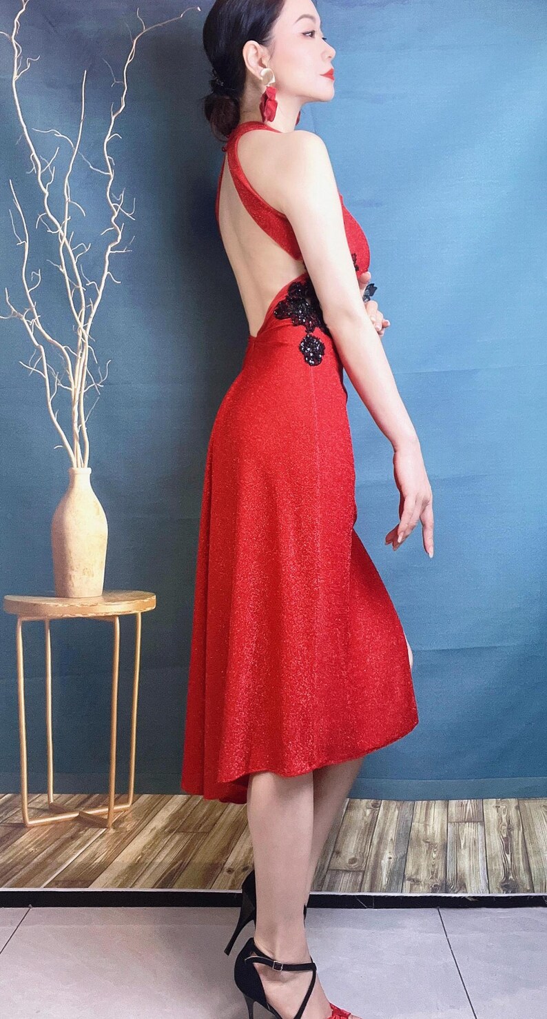 Vintage Style Halter Backless Tango Dress – Curve-enhancing Beaded ...