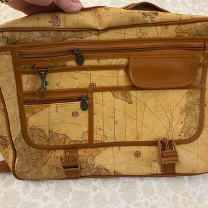 Faux Leather Map Patterned Satchel Messenger Bag - Etsy
