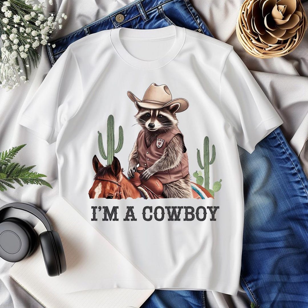 Cowboy Racoon Png, Cute Raccoon in Cowboy Hat, Sublimation Designs ...