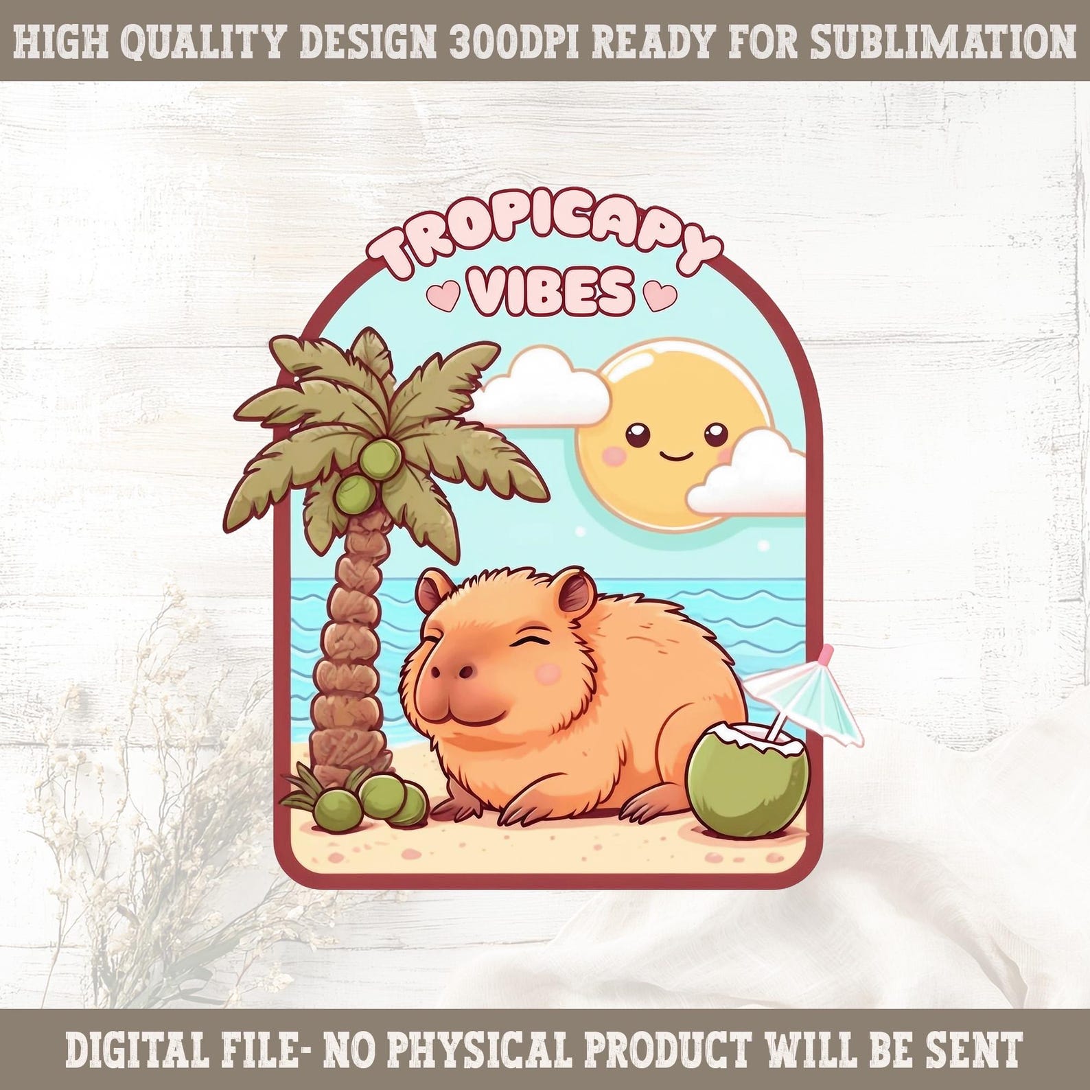Tropical Capybara Sublimation Design, Cute Capybara Beach Vibes PNG ...