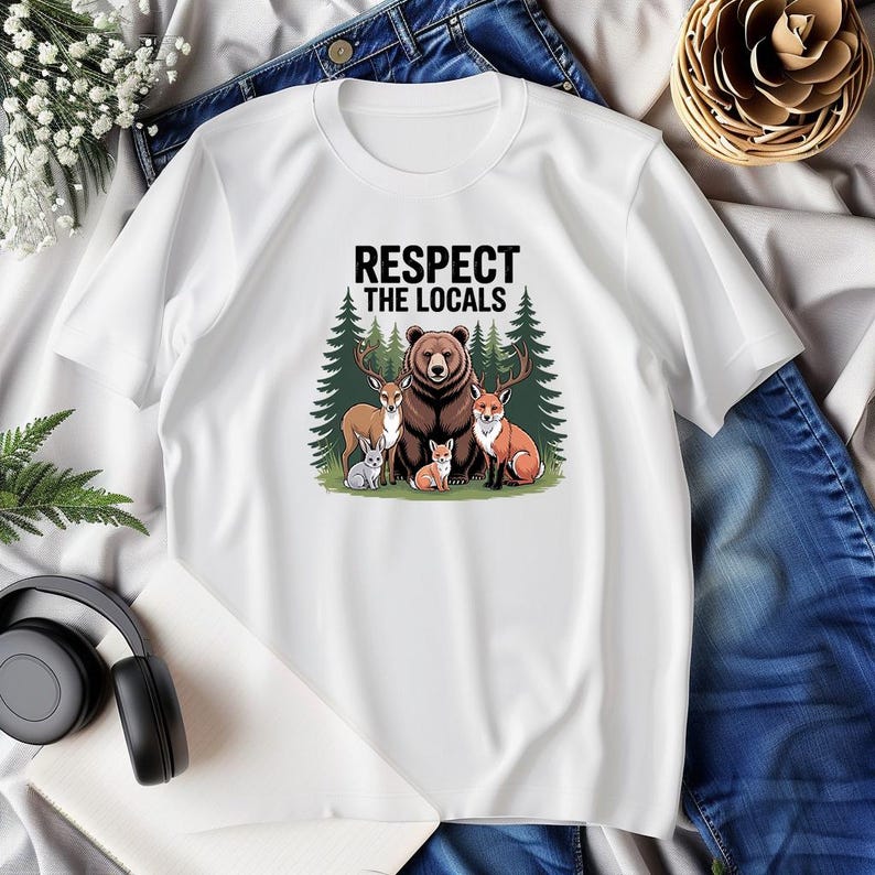 Respect the Locals PNG: Retro Camping Graphic, Forest Animals (digital ...