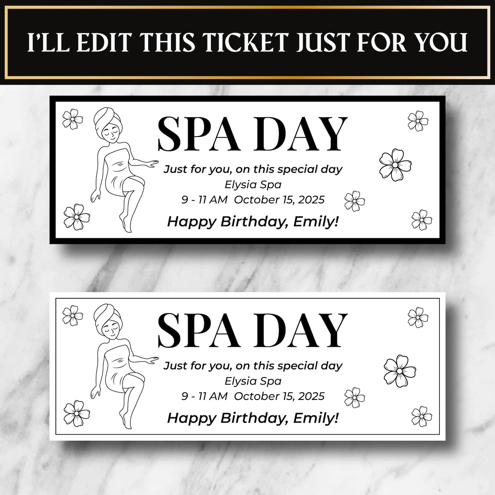 Editable Spa Ticket & Spa Day Voucher Template | Printable Gift ...