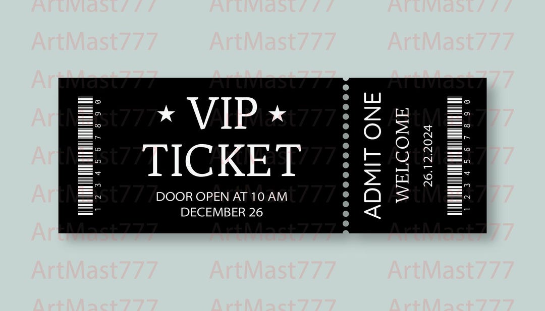 Editable Event Ticket. Printable VIP Ticket. Template Printable Ticket ...
