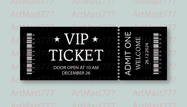 Editable Event Ticket. Printable VIP Ticket. Template Printable Ticket ...