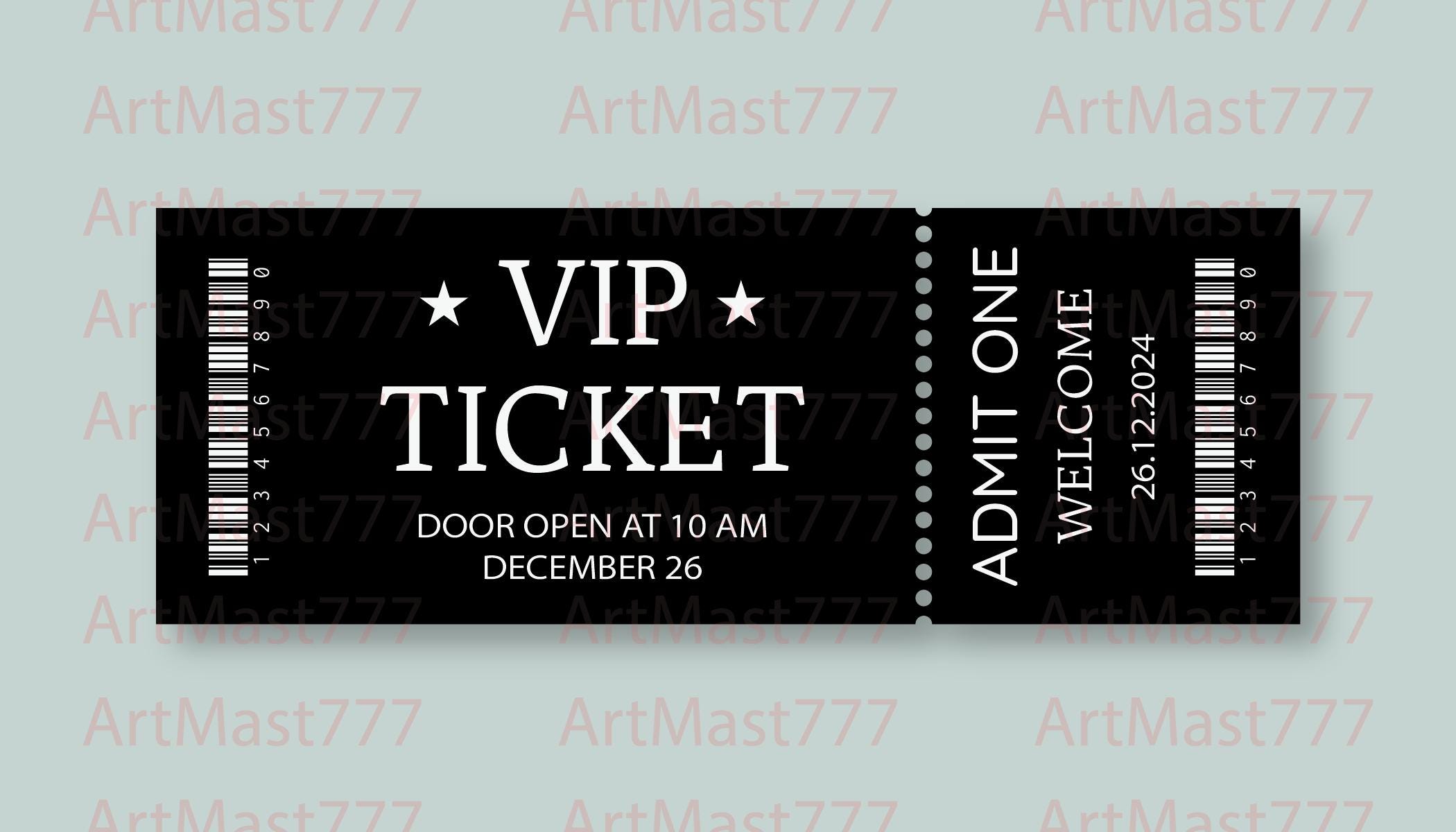 Editable Event Ticket. Printable VIP Ticket. Template Printable Ticket ...