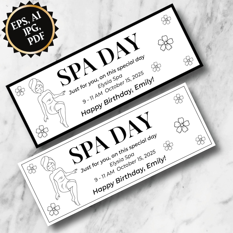 Editable Spa Ticket & Spa Day Voucher Template | Printable Gift ...