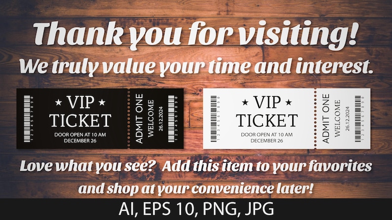 Editable VIP Event Ticket Template: Elegant Black and White (digital ...