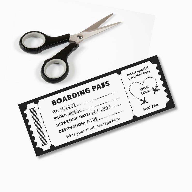 Editable Boarding Pass Template | Custom Boarding Ticket for Surprise ...