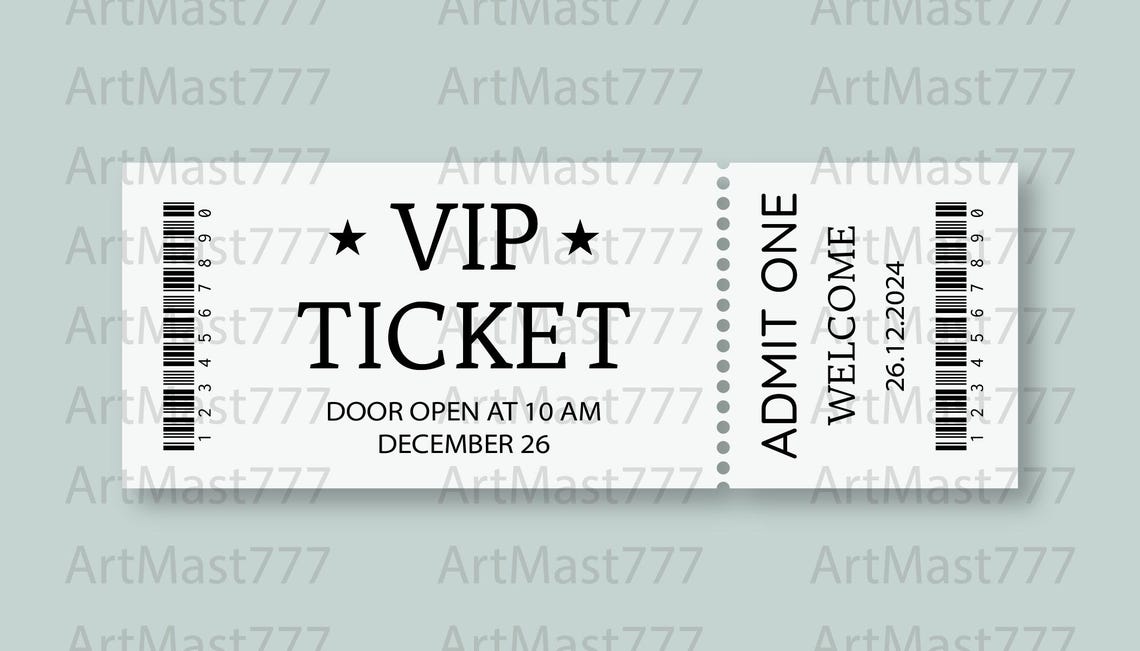 Editable Event Ticket. Printable VIP Ticket. Template Printable Ticket ...