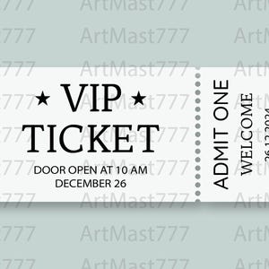 Editable Event Ticket. Printable VIP Ticket. Template Printable Ticket ...
