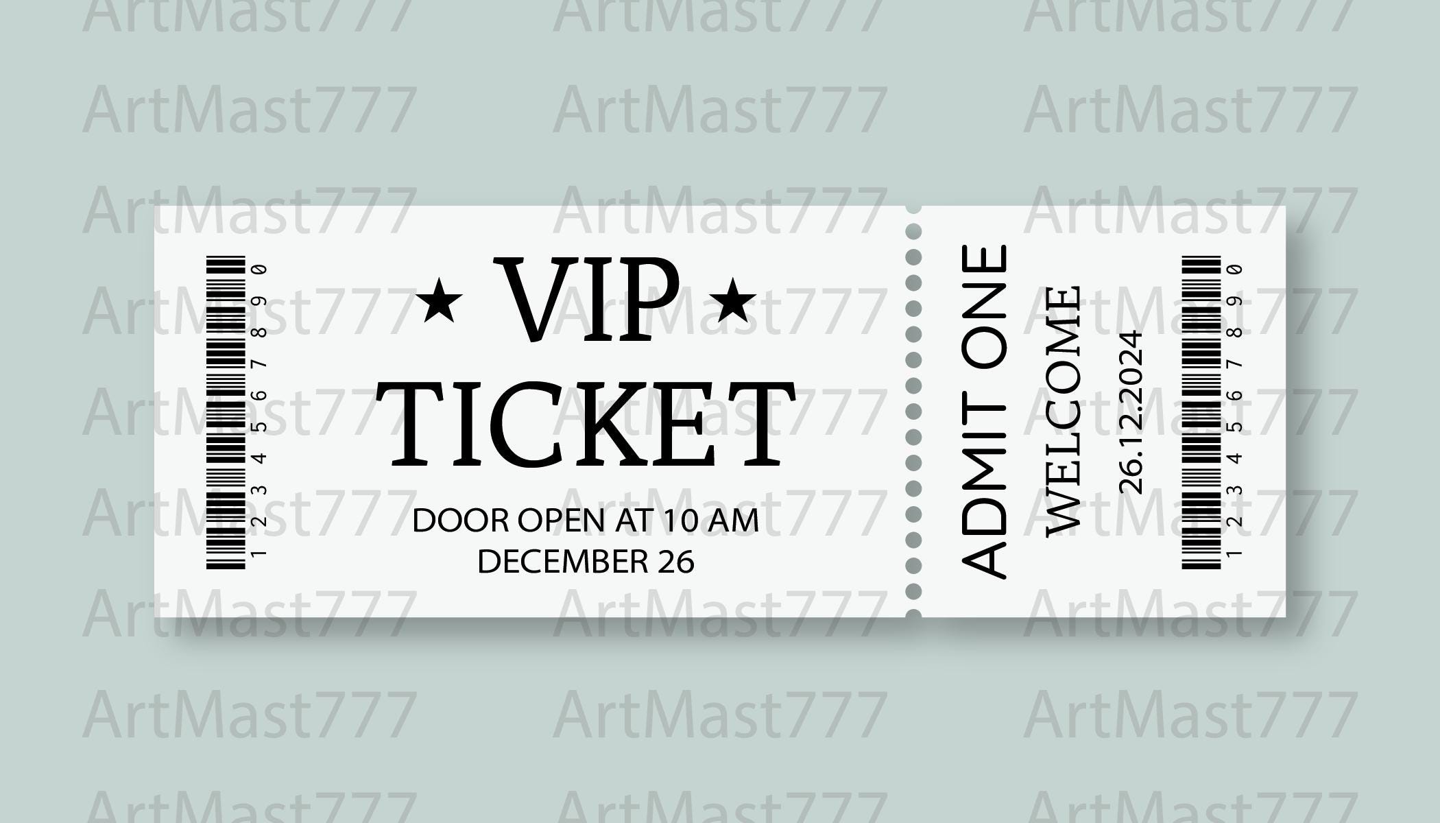 Editable Event Ticket. Printable VIP Ticket. Template Printable Ticket ...